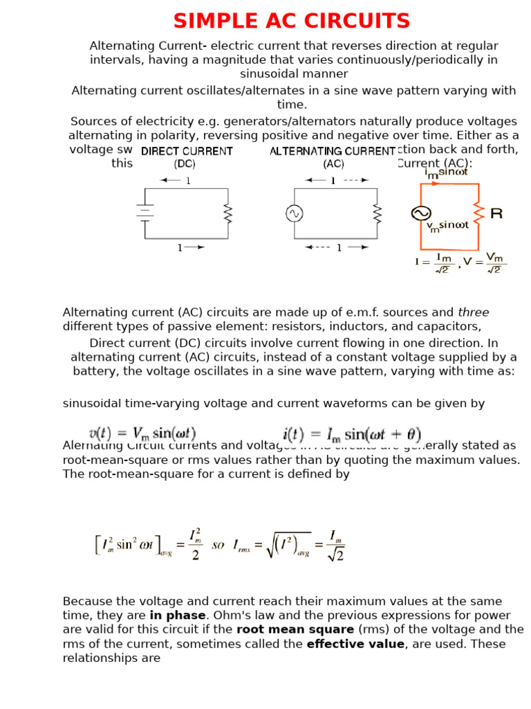 Simple Ac Circuits | PDF