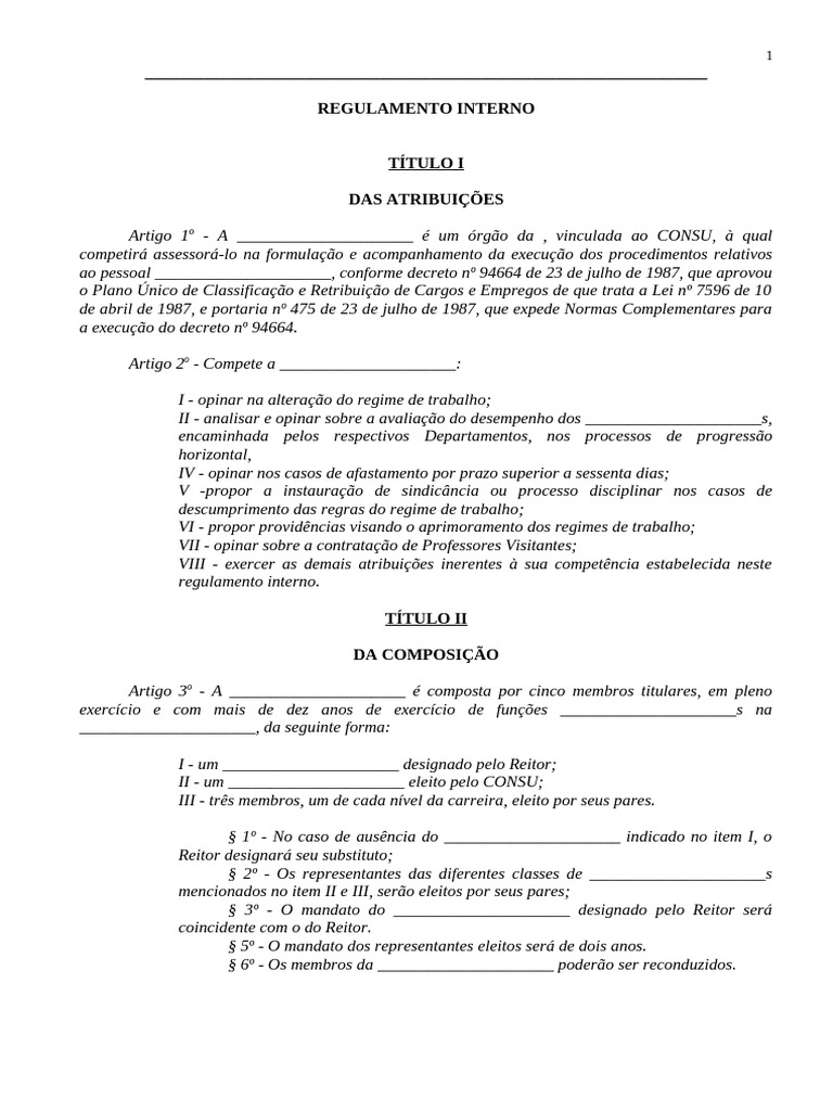 Regulamento Interno | PDF