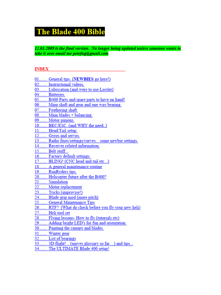 Blade 400 Bible | PDF