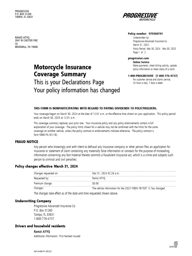 Declarations Page | PDF