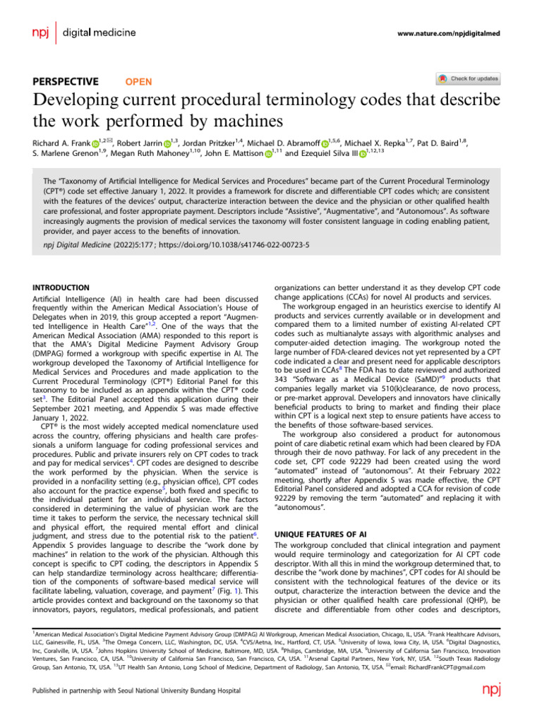 Developing Current Procedural Terminology Codes TH | PDF