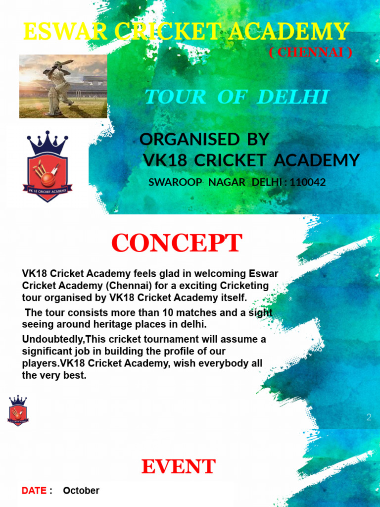 Eswar Cricket Academy Tour of Delhi | PDF