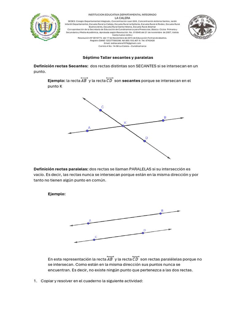 Taller sobre Secantes y Paralelas | PDF | Geometría euclidiana ...