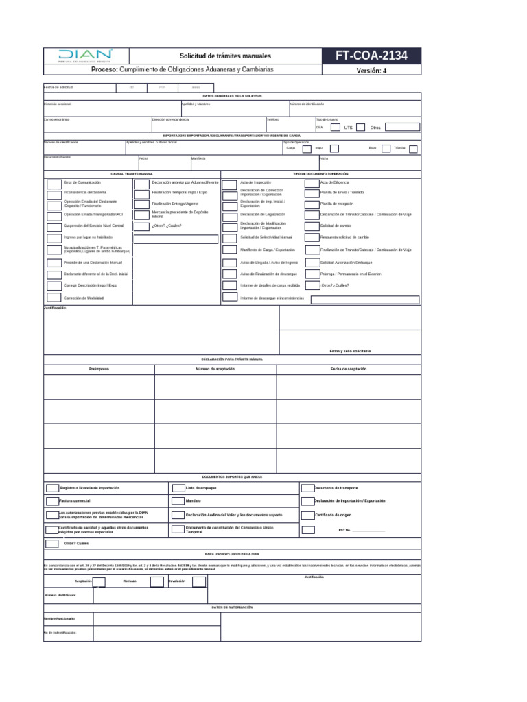 Ft-coa-2134 Solicitud de Tramite Manual | PDF