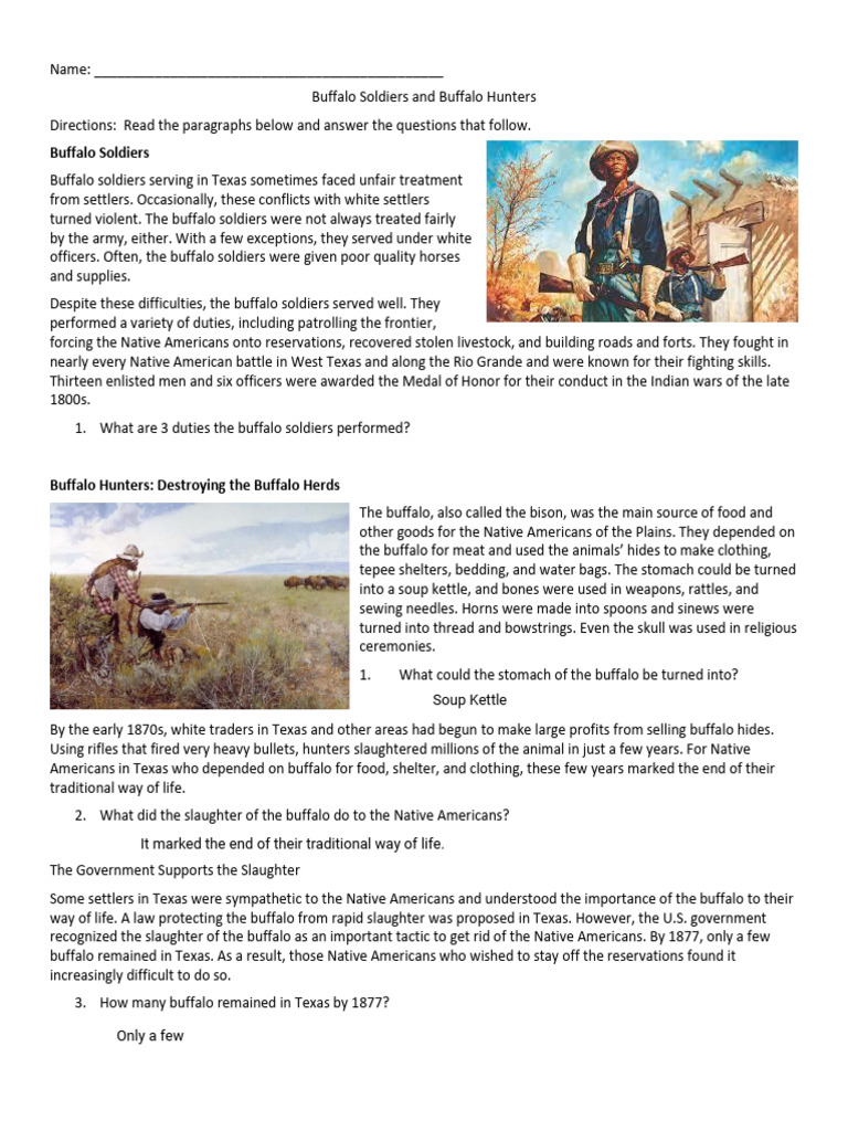 Kase Slagowski - K-activityBuffalo Soldiers and Hunters Activity - Docx ...
