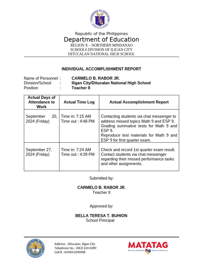Accomplishment-Report-Division-NLC-2024 ERNIDA | PDF