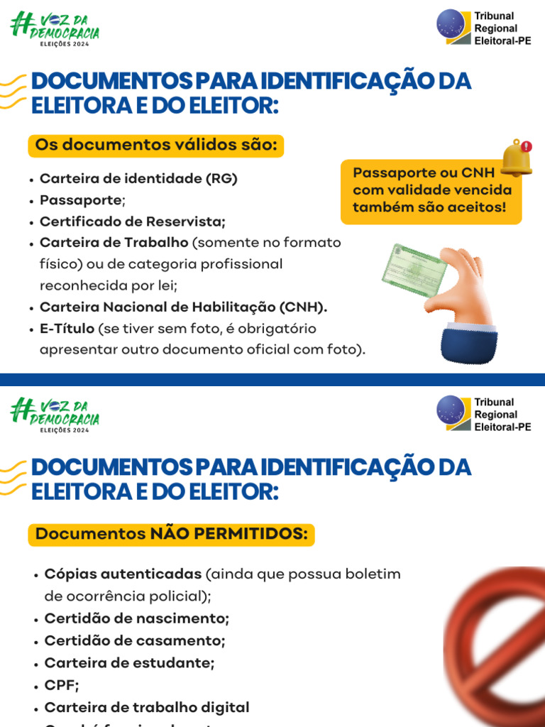 Cartaz - Documentos para Votar - Pode X Não Pode | PDF