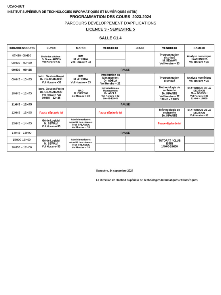 EMPLOI DU TEMPS LICENCE 3 - DA_V1 | PDF EMPLOI DU TEMPS LICENCE 3 - DA_V1 | PDF