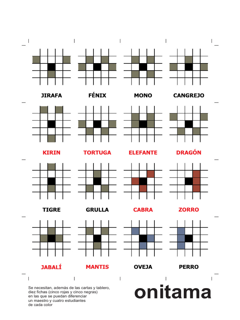 Onitama Minimalista (Cartas y Tablero) | PDF