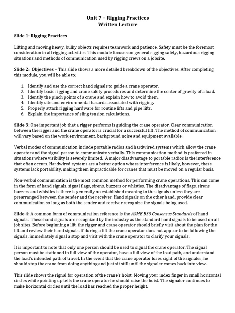 Rigging_Practices_Lecture_Notes | PDF