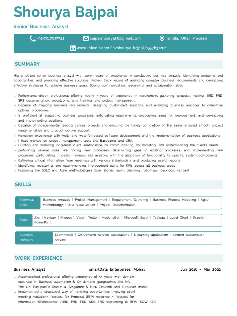 Shourya Bajpai Resume-Business - Analyst | PDF | Software Development Process | Business