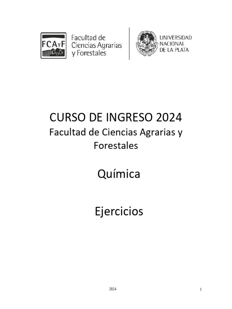 2-Guía Ingreso Química 2024 v7 EJERCICIOS | PDF | Átomos | Ciências e ...