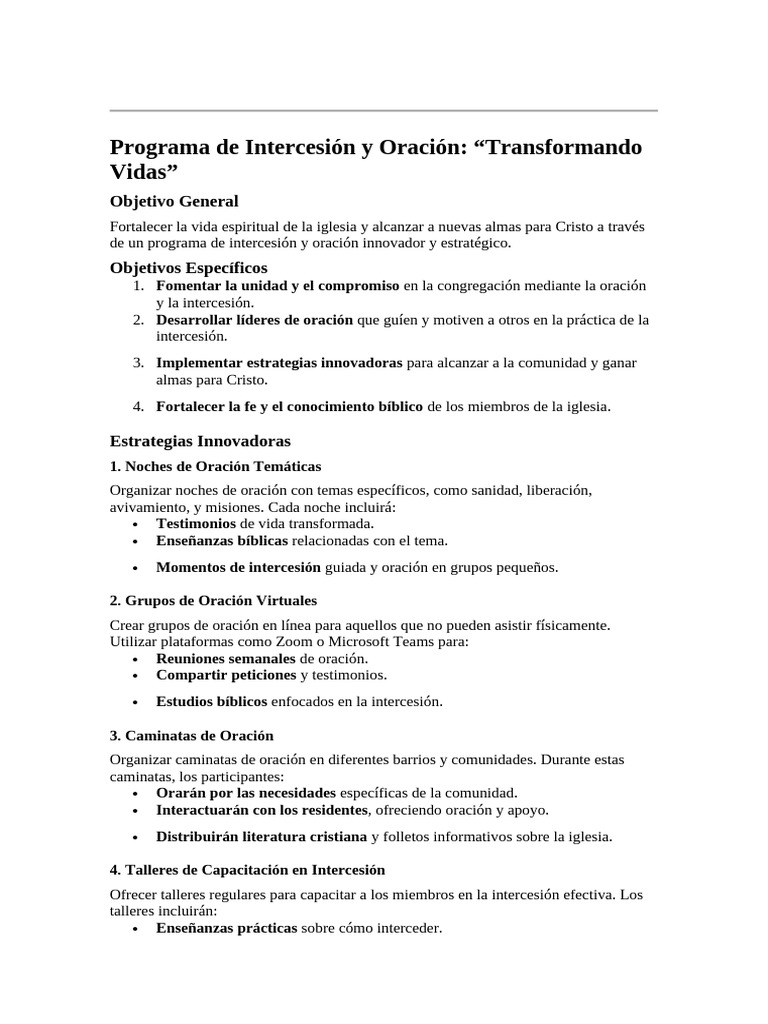 Programa de Intercesión y Oración | PDF