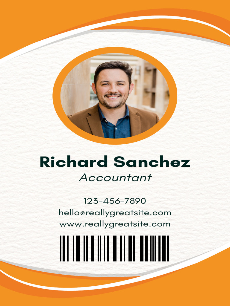 Orange Modern Accountant Portrait Company Id | PDF