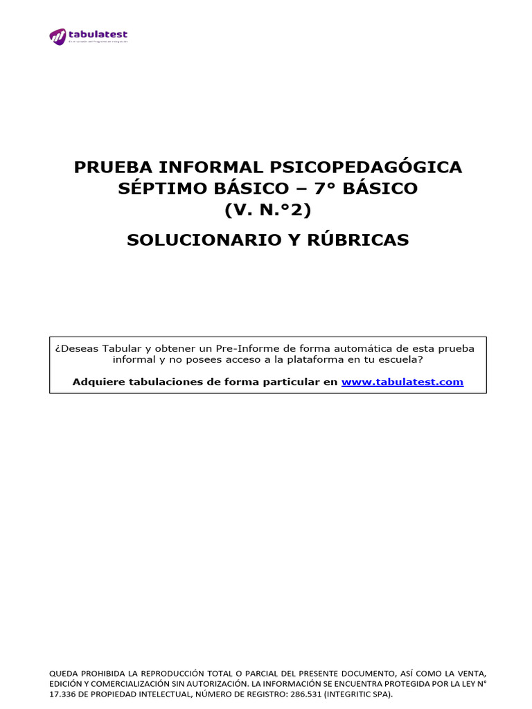 Protocolo Prueba Inf Psicoped 7° Basico 637b983375e7a67e389fc73f | PDF