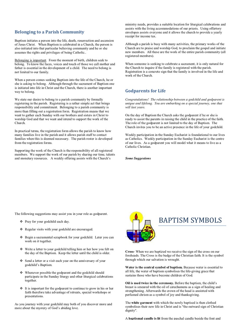 Catholic Baptism Symbols Worksheet