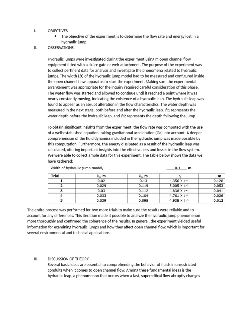 Exp9 Hydrau Lab | PDF