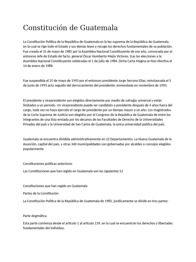 Constitución de Guatemala | PDF