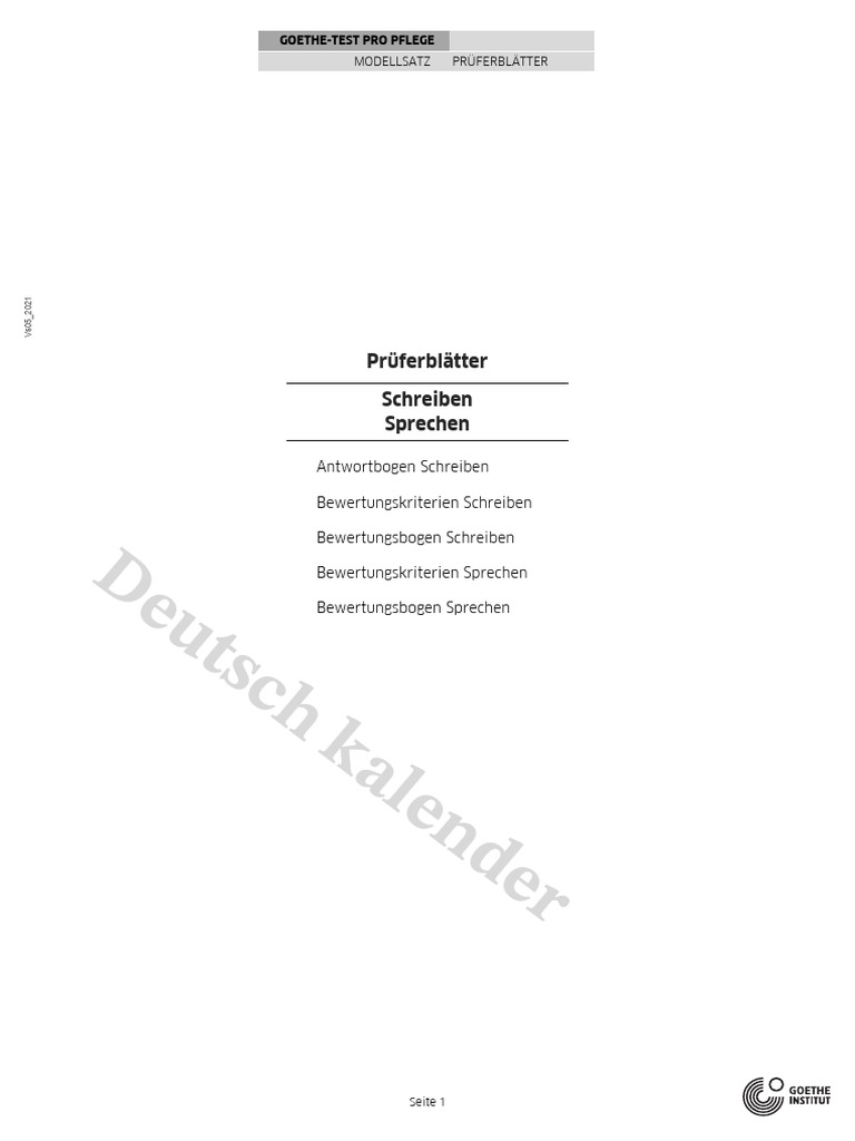 Model Answer Paper Goethe | PDF