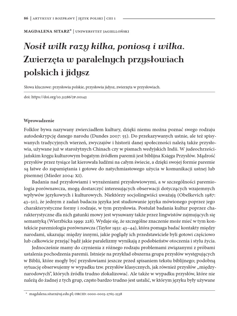 Magdalena Sitarz - Uniwersytet Jagielloński. Nosił Wilk Razy Kilka ...