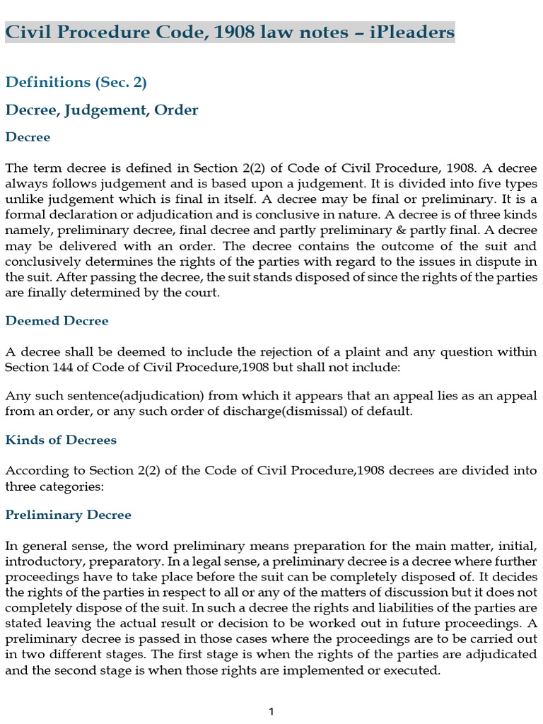 CPC Notes Ipleader English | PDF