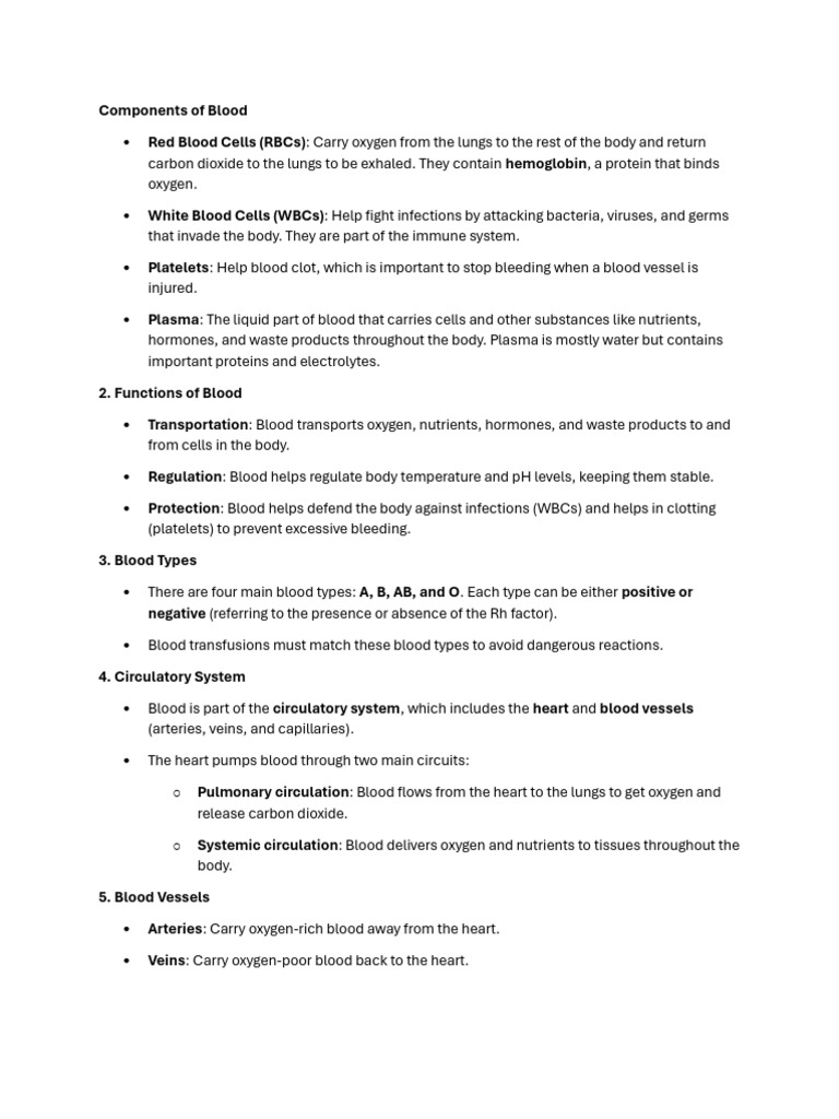 Science Topic Blood Year 8 Notes | PDF