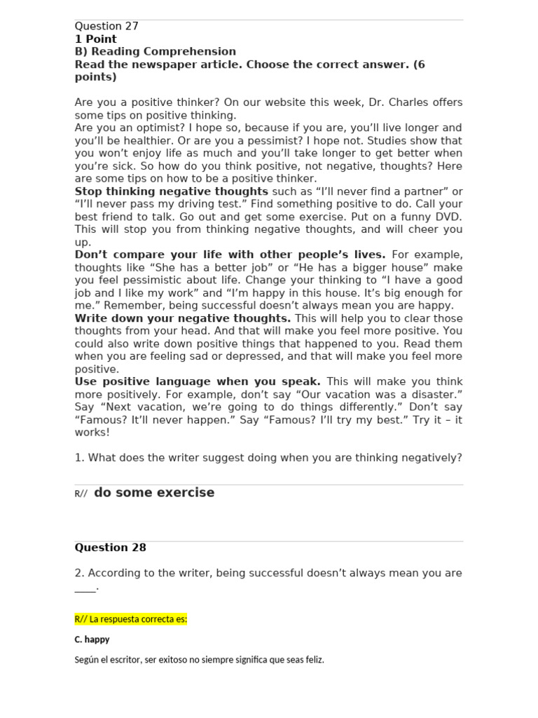 PRUEBA 2 - Ingles | PDF