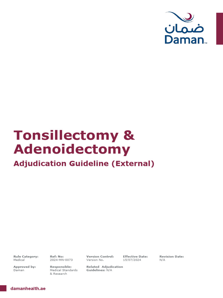 Tonsillectomy-Adenoidectomy | PDF
