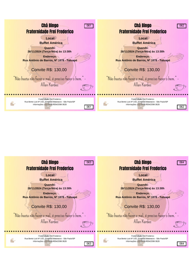 Chá Bingo 061 À 080 | PDF