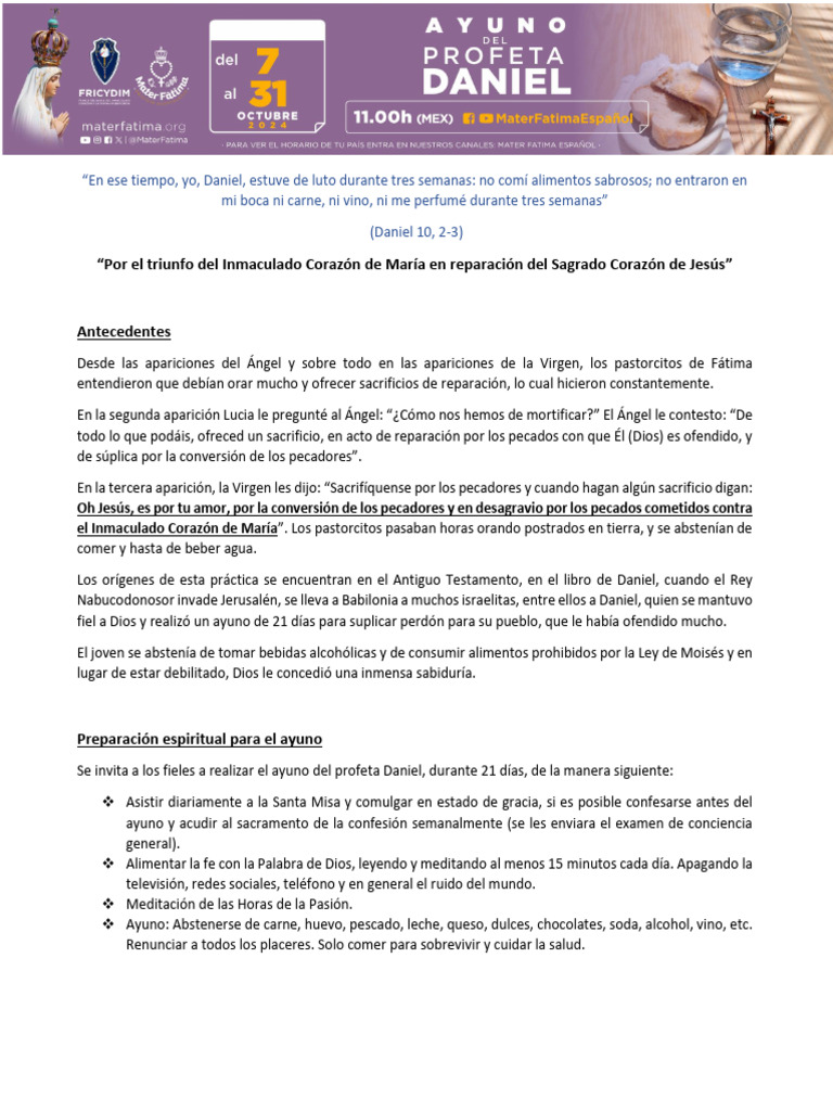 Ayunando Con El Corazón MF - Ayuno Del Profeta Daniel | PDF