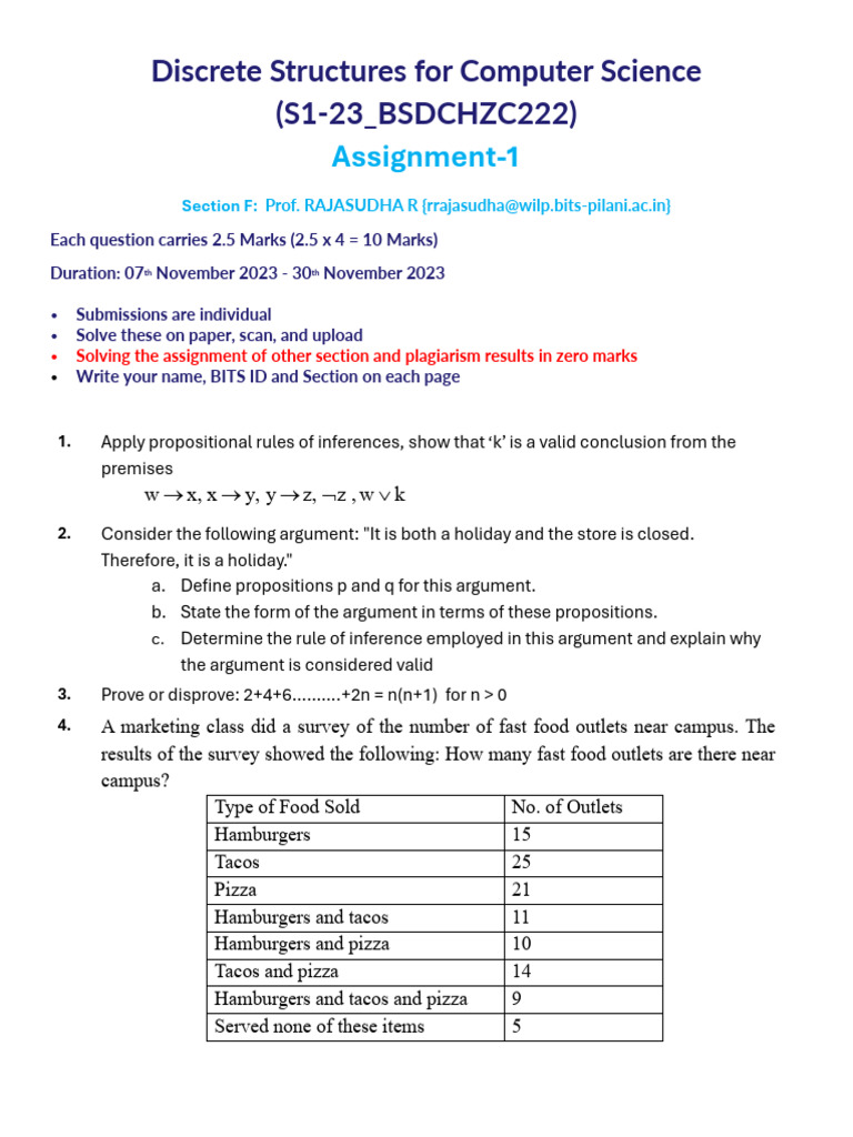 HCL DSCS Assignment 1 Question - Section F | PDF