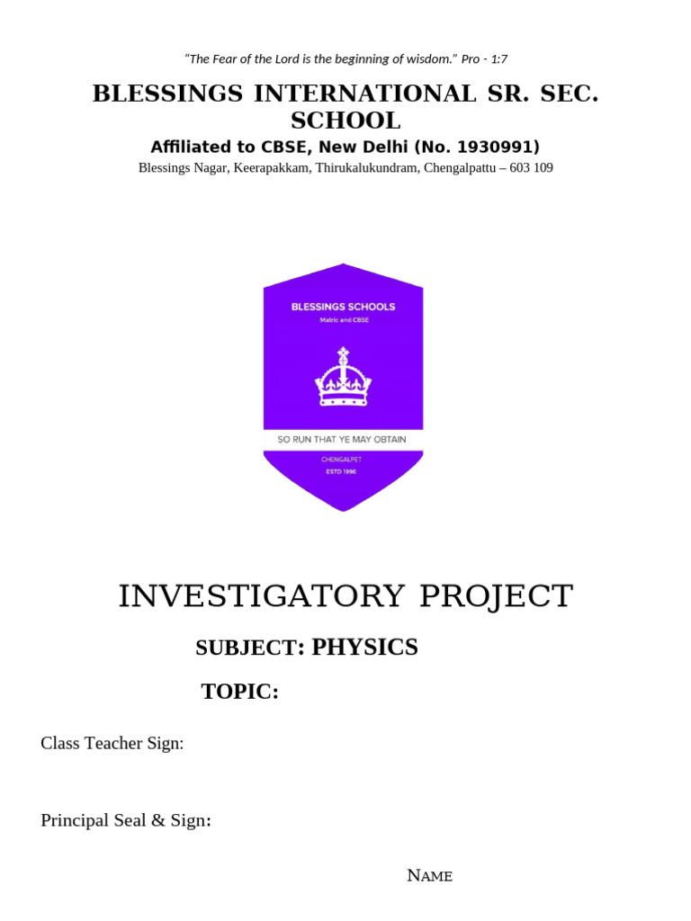 Physics Investrigatory Project | PDF