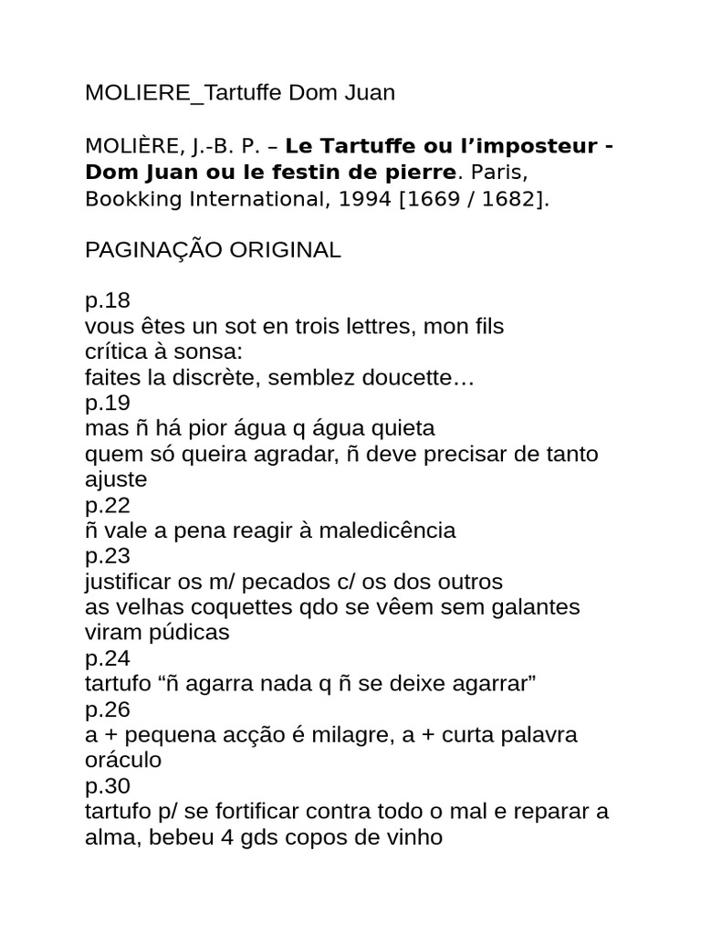 MOLIERE - Tartuffe Dom Juan | PDF