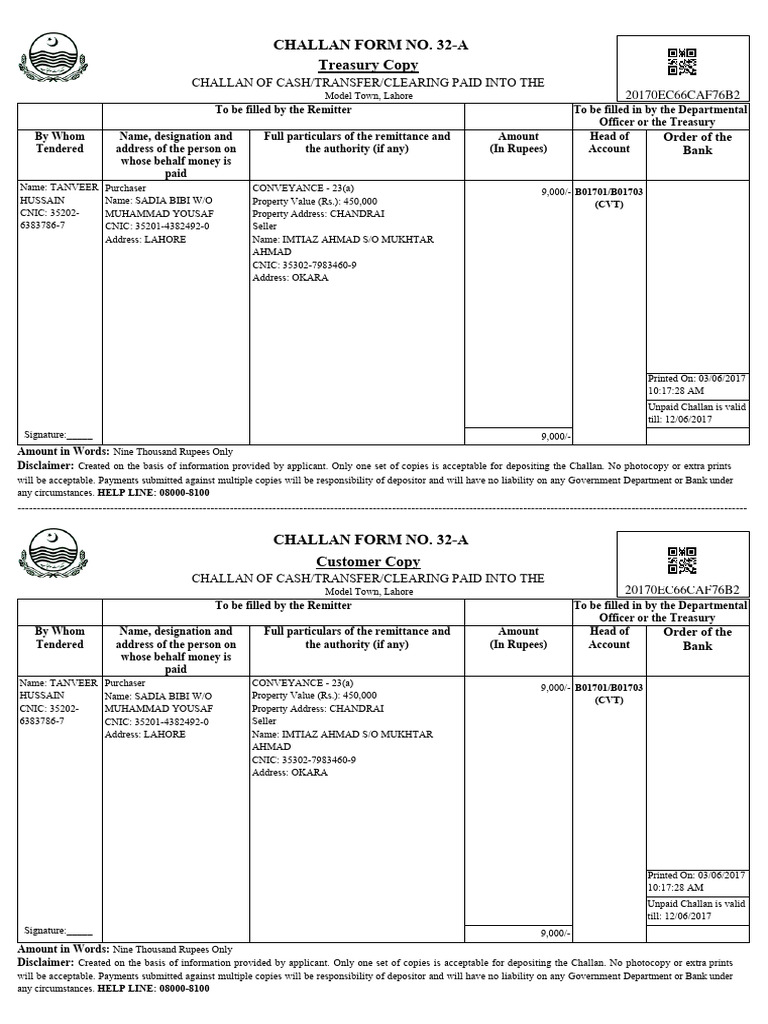 Challan Form 32 A | PDF