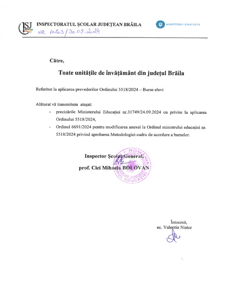 Nota - Burse Elevi | PDF