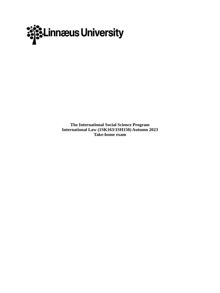 International Law - Take-Home Exam | PDF | Taiwan | Politics