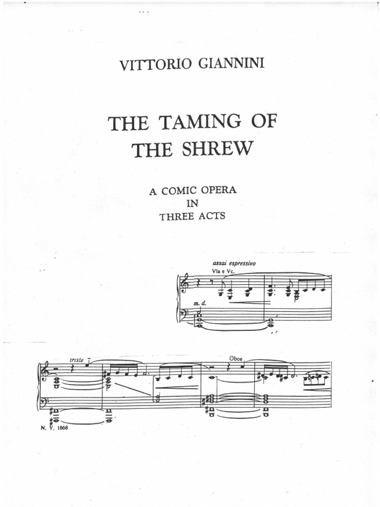 Sheet Music - Opera - Giannini - The Taming of The Shrew - O Learn To ...