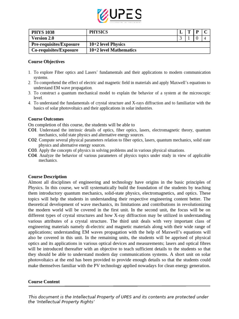 B. Tech SoE Syllabus Students 2 | PDF