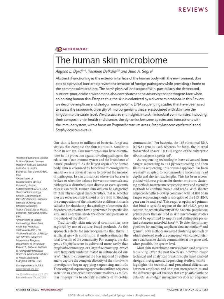 Microbiome of Skin | PDF