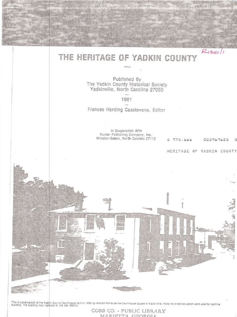Published by The Yadkin County Historical Society Yadkinville, North ...