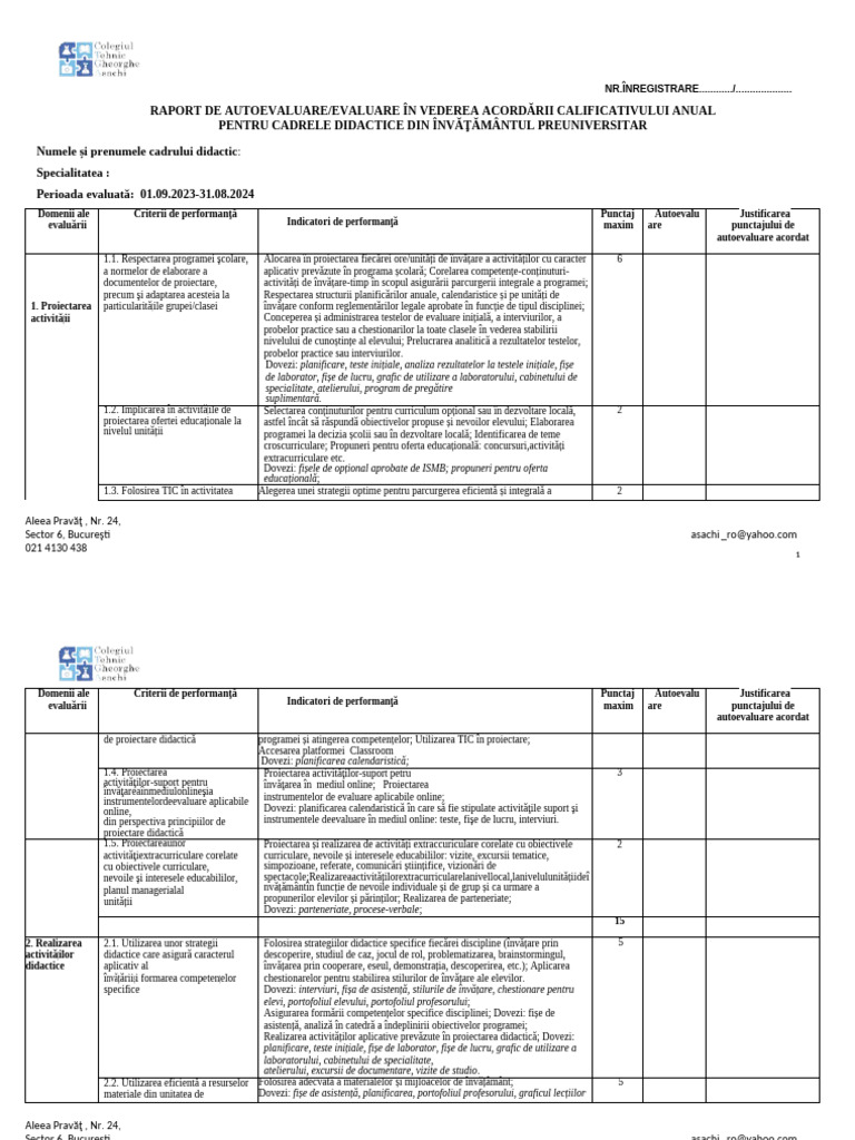 Raport de Autoevaluare 2024_Asachi | PDF