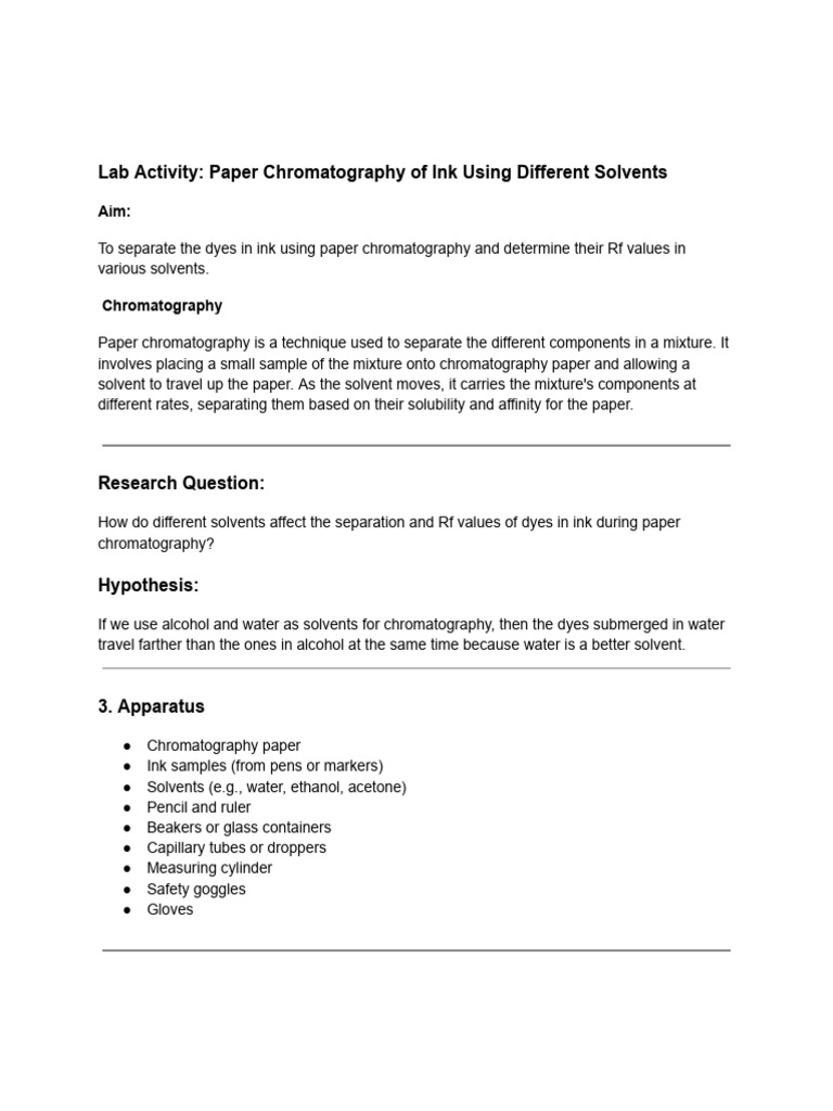 Chromatography Lab Report | PDF