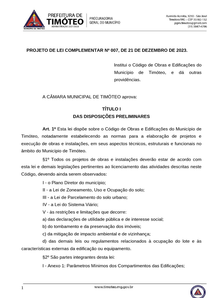 PLC 007 - Codigo de Obras e Edificacoes | PDF