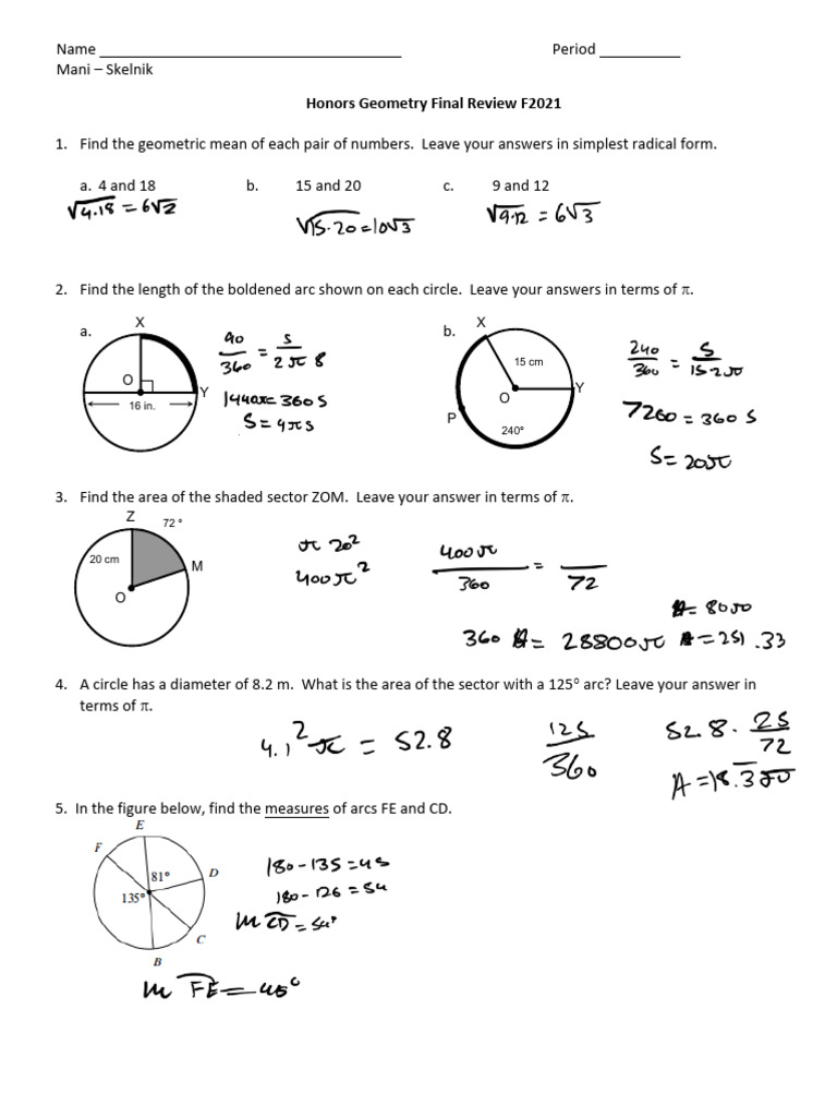 Honors Final Review F2021 | PDF