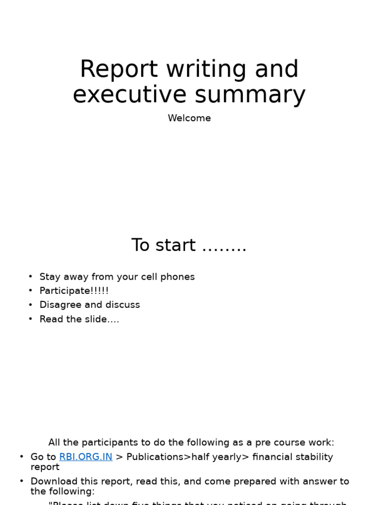 Report Writing Exe Summary | PDF