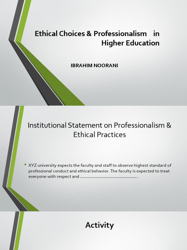 Ethical Choices & Professionalism in Higher Education | PDF | Interpersonal Communication ...