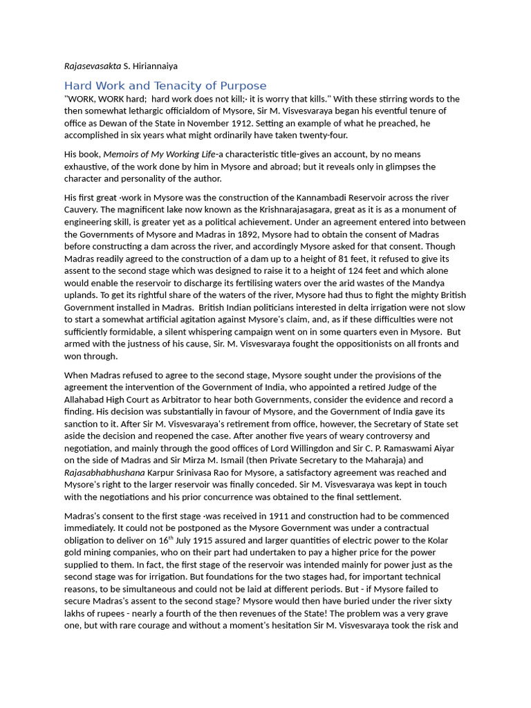 Hard Work & Tenacity of Purpose | PDF