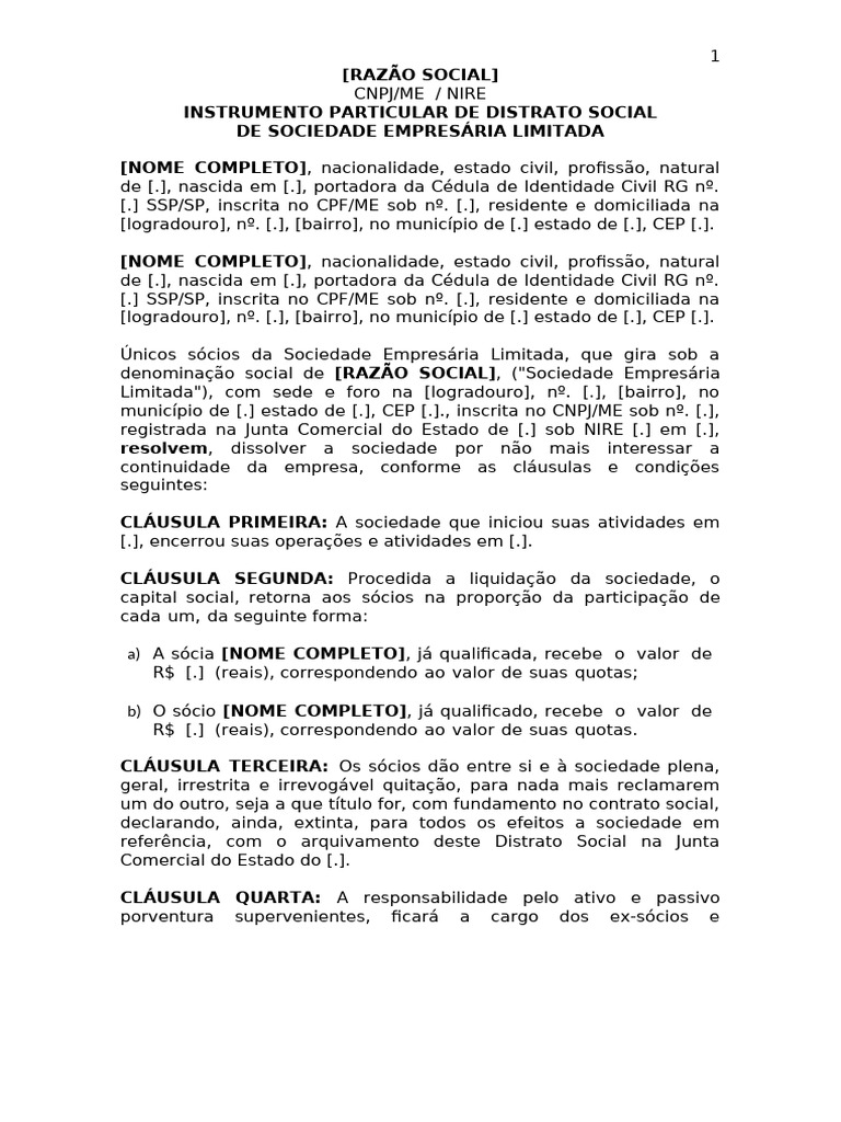 [MODELO] - Distrato Social | PDF