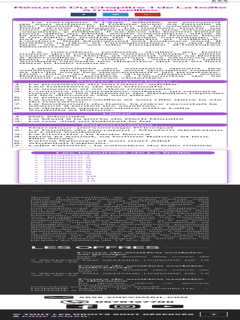 Résumé Du Chapitre 1 de La Boîte À Merveilles Prof Samad | PDF
