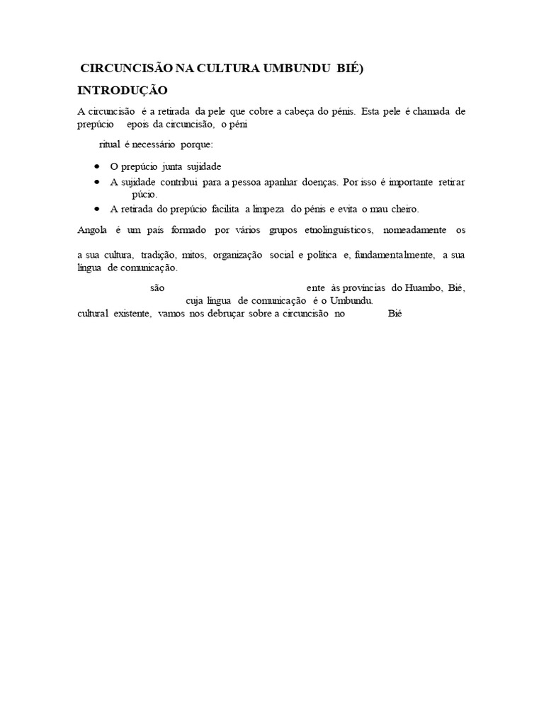 CIRCUNCISÃO NA CULTURA UMBUNDU (Bié) | PDF